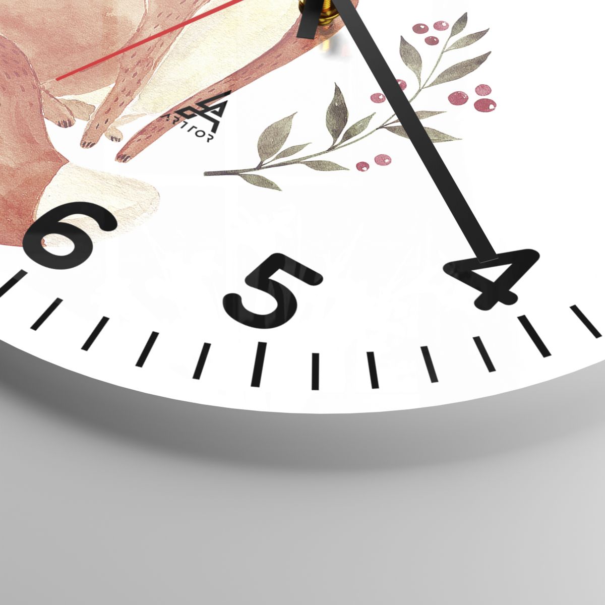 Zegar ścienny - Mały rudzielec - 30x30cm - Dla Dzieci Lis Bajka - Okrągły zegar ścienny ...