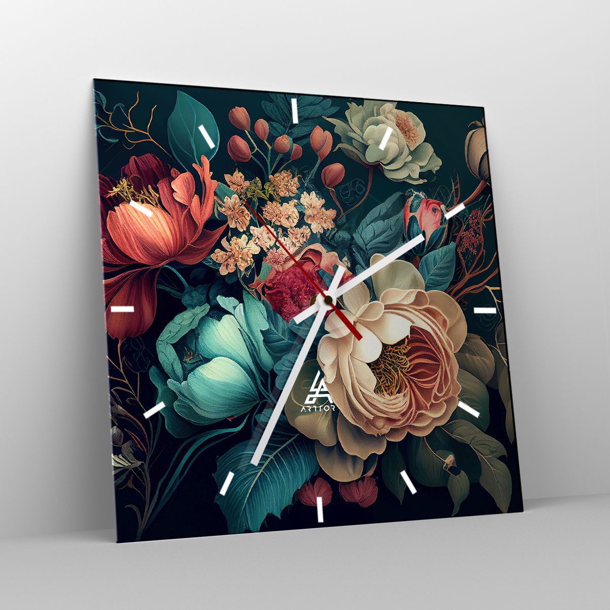 Zegar ścienny - XIX-wieczny czar - 30x30cm - Kwiaty Shabby Chic ...